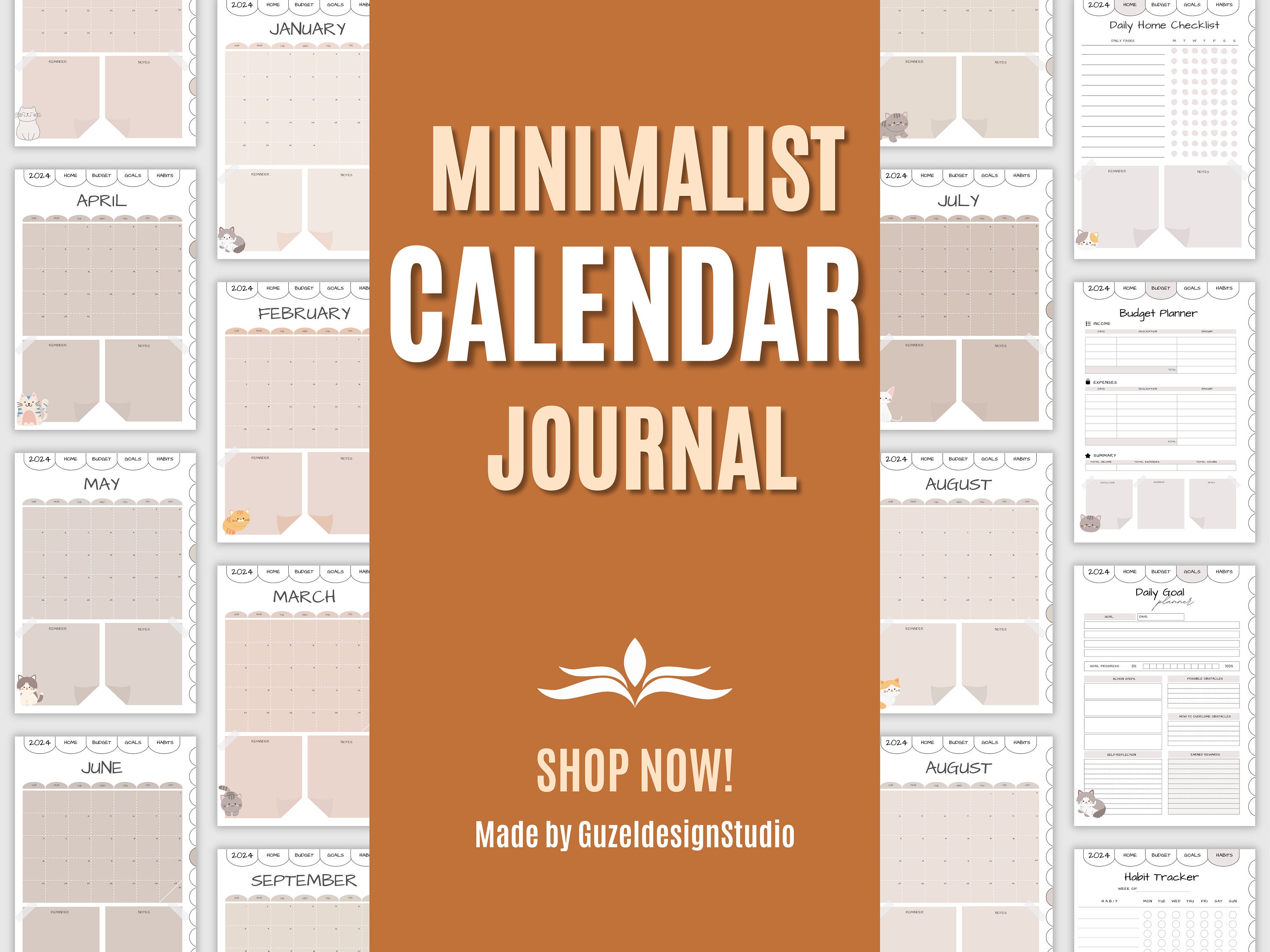 Printable Monthly Calendar Designs A5 Planner ...