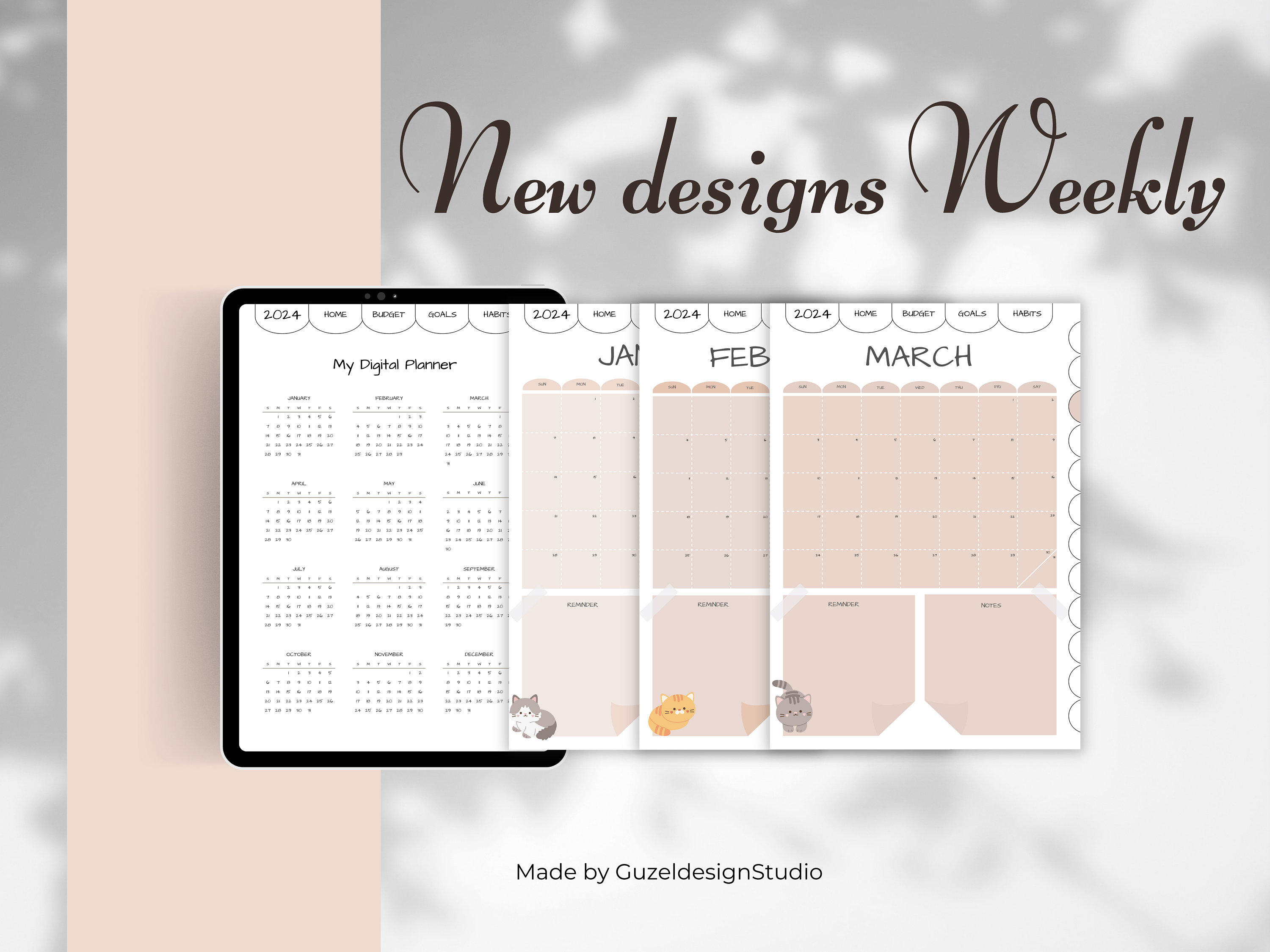 Printable Monthly Calendar Designs A5 Planner ...