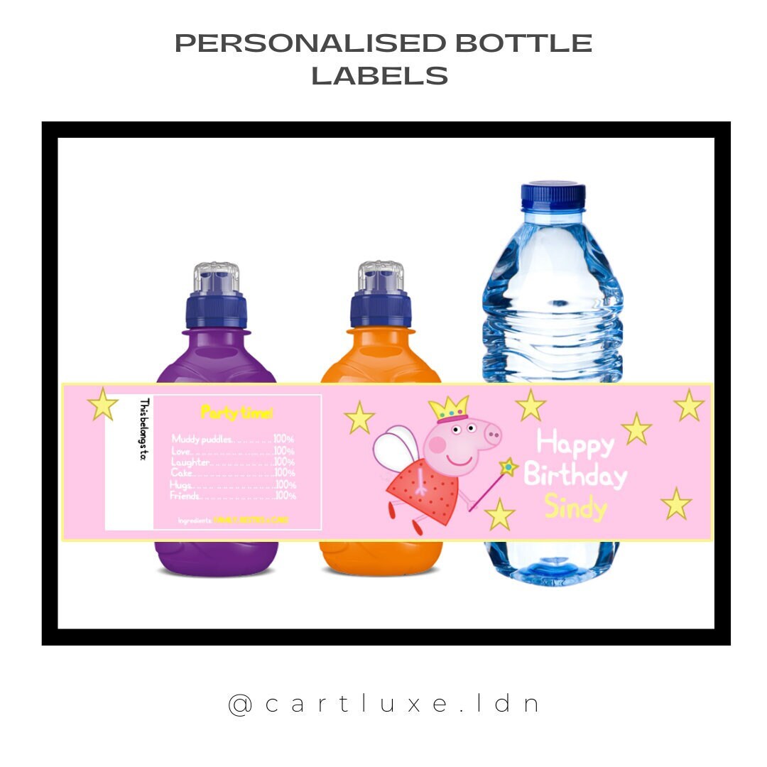 Personalised Peppa Pig Fruit Shoot & Water Bottle Labels - Etsy UK