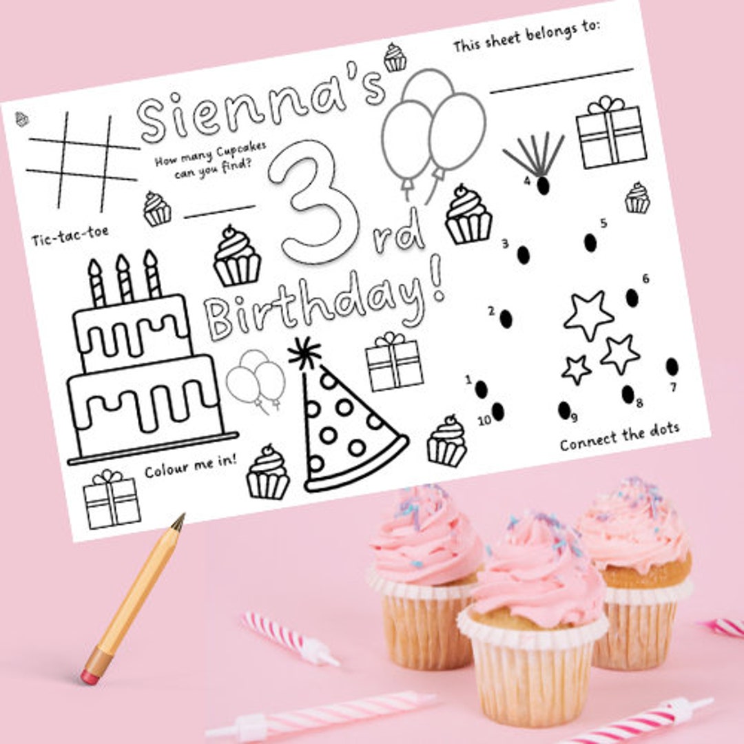 Personalised Printable Birthday Worksheet | Personalised DIGITAL ...