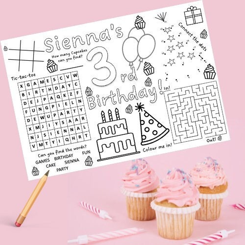 Personalised Printable Birthday Worksheet Personalised DIGITAL Birthday ...
