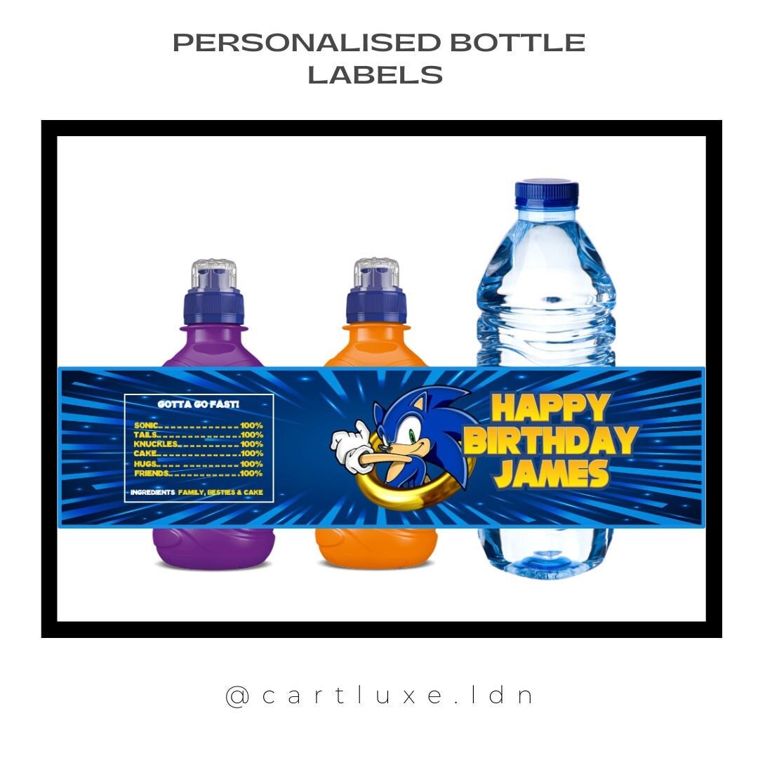 Personalised Sonic the Hedgehog Fruitshoot and Water Bottle Labels - Etsy