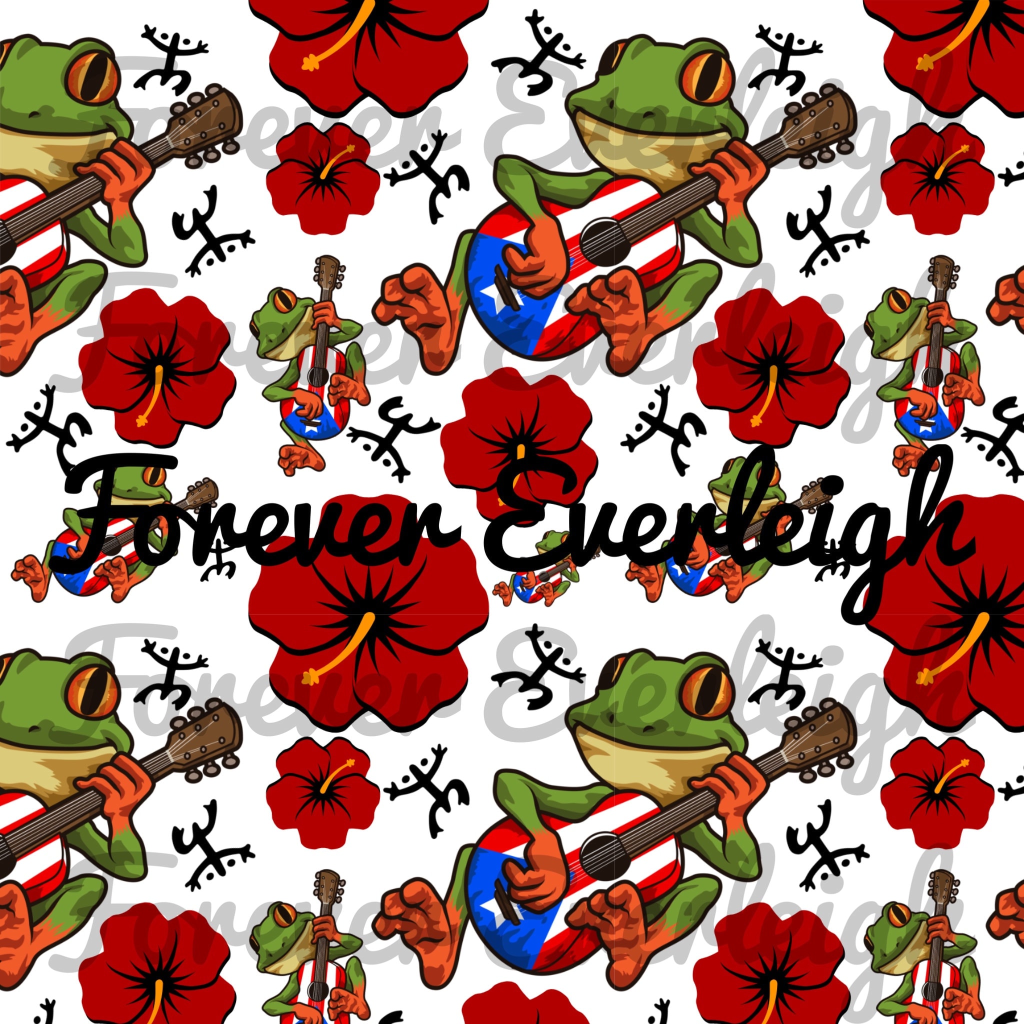 Tocando Guitarra Puerto Rico Coqui Cartoon