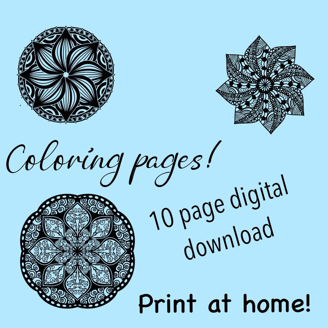 10 Page Digital Bundle! Coloring Pages - Mandalas Mixed With Zen ...