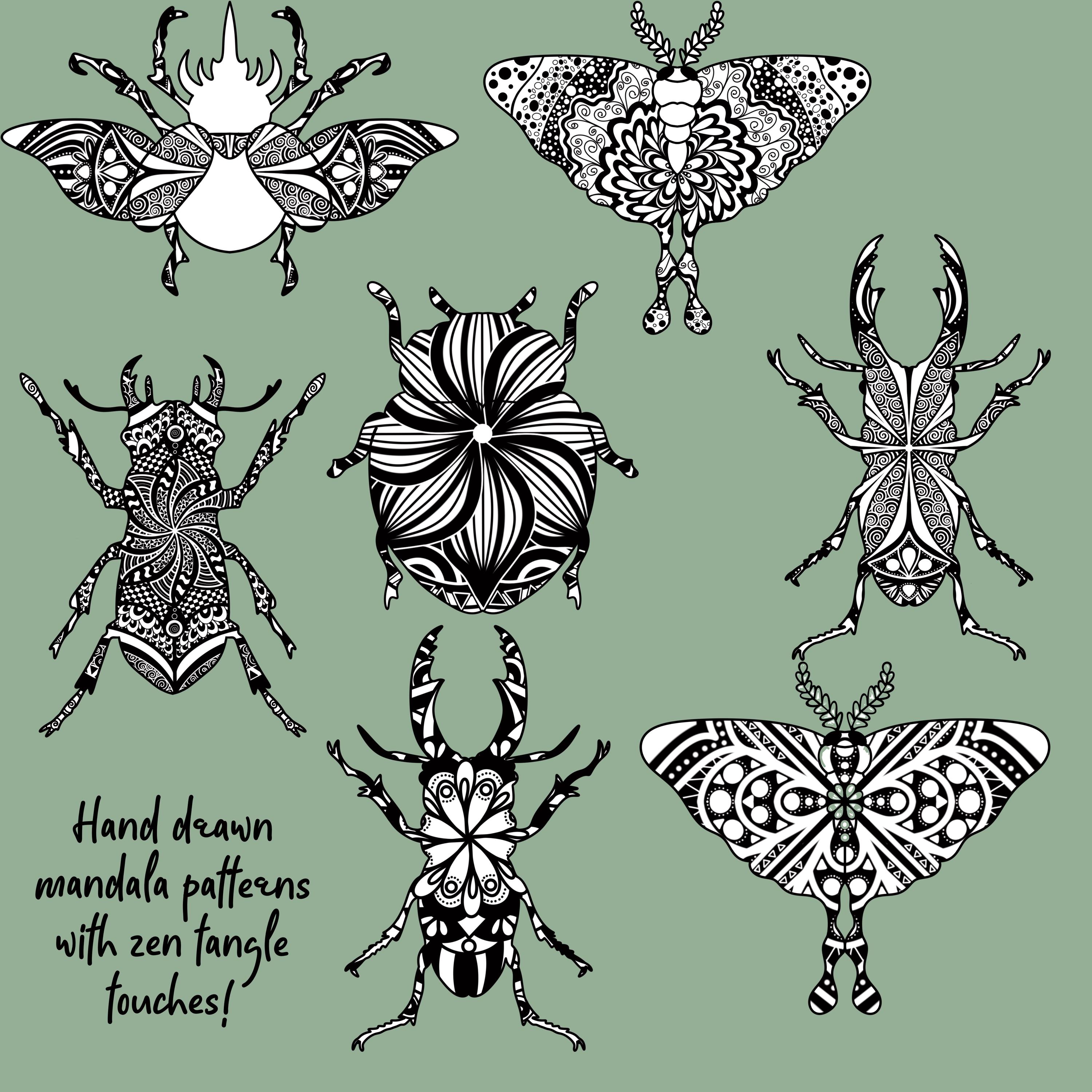 14 Printable Coloring Pages! Bug Themed Mandala Designs With Elements ...