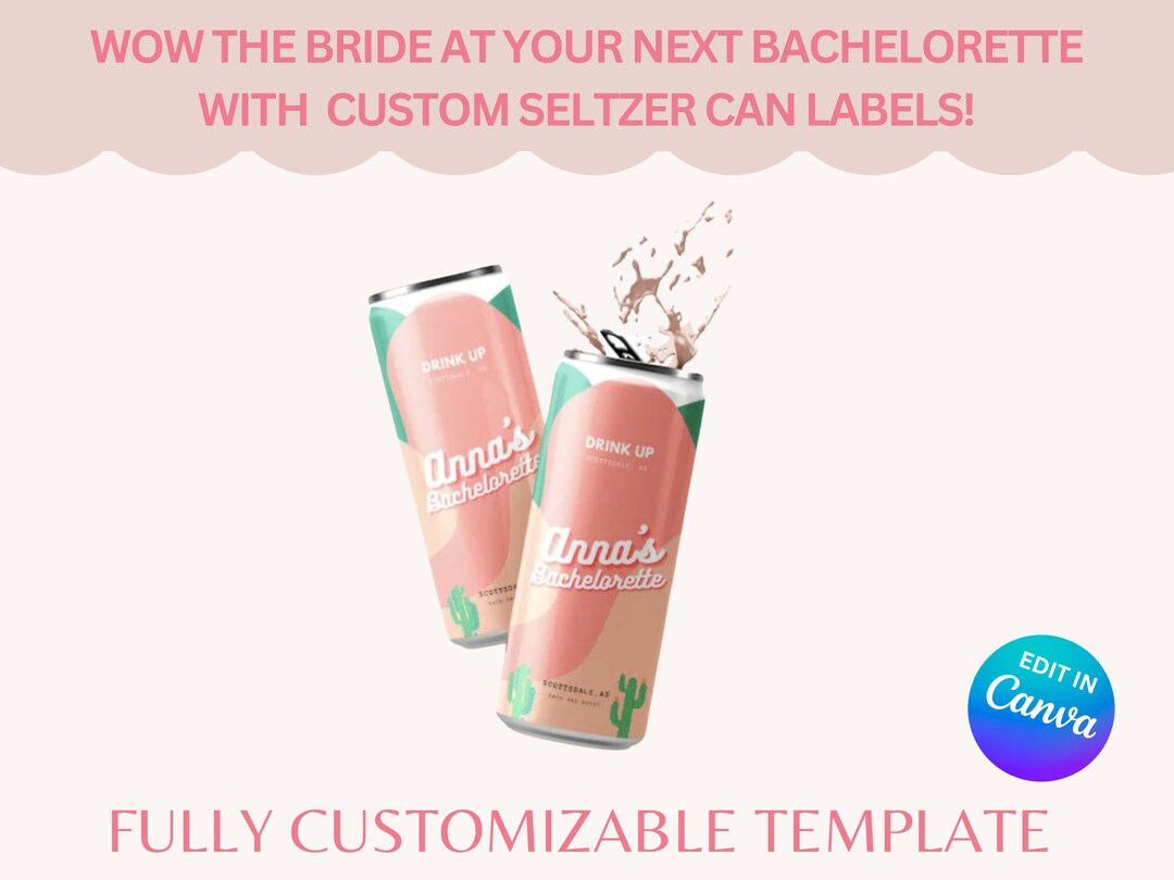 Customized Beverage Skinny Can Label, Personalized for Bachelorette ...
