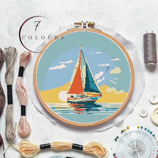 Boat Cross Stitch - Etsy