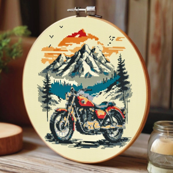 Motorcycle Cross Embroidery Pattern - Etsy