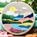 River Fields Scenery Embroidery Pattern With Step by Step Video and ...