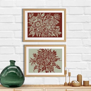 Single Color Silhouette Floral Cross Stitch Matching Set Patterns ...