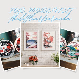 Japanese Ink Painting Cross Stitch Pattern, Black & Red Asian Art Pdf ...