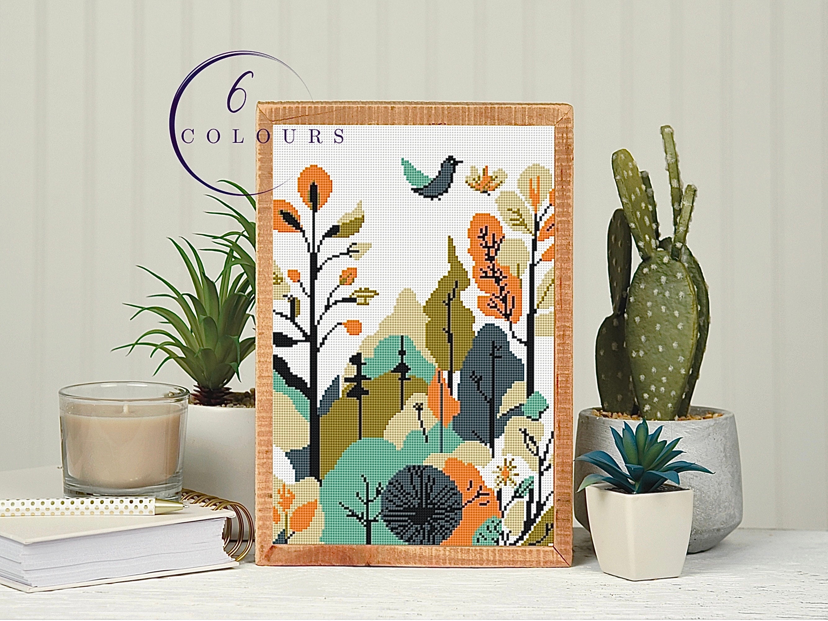 Minimalistic Boho Nature Cross Stitch Pattern, Abstract Minimal Pattern ...