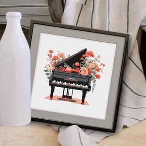 Piano Cross Stitch, Musical Instrument Cross Stitch Pattern, Piano ...