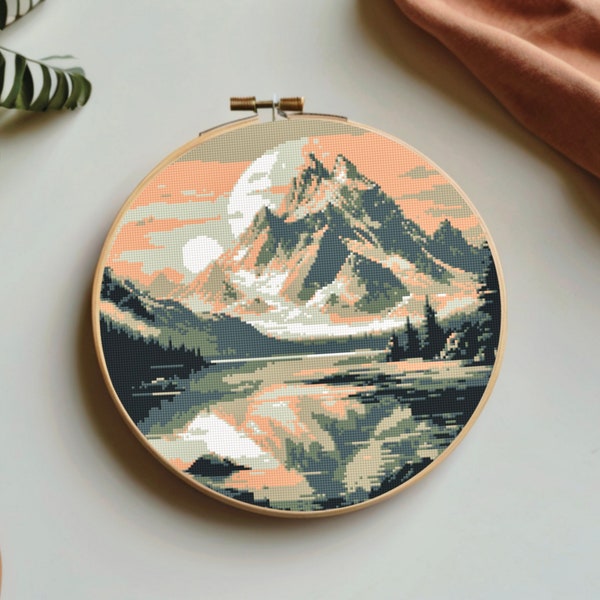 Mountain Crossstitch - Etsy