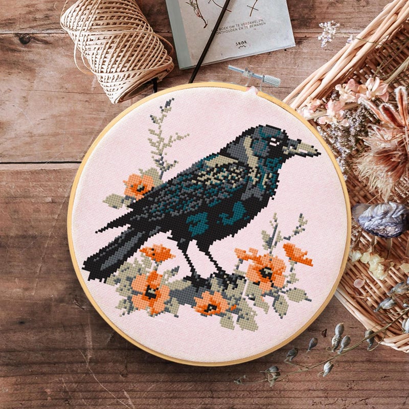 Crow Cross Stitch - Etsy