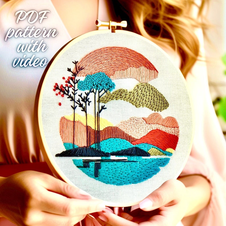 Minimal Landscape Scenery Embroidery Patterns With Video Tutorial ...
