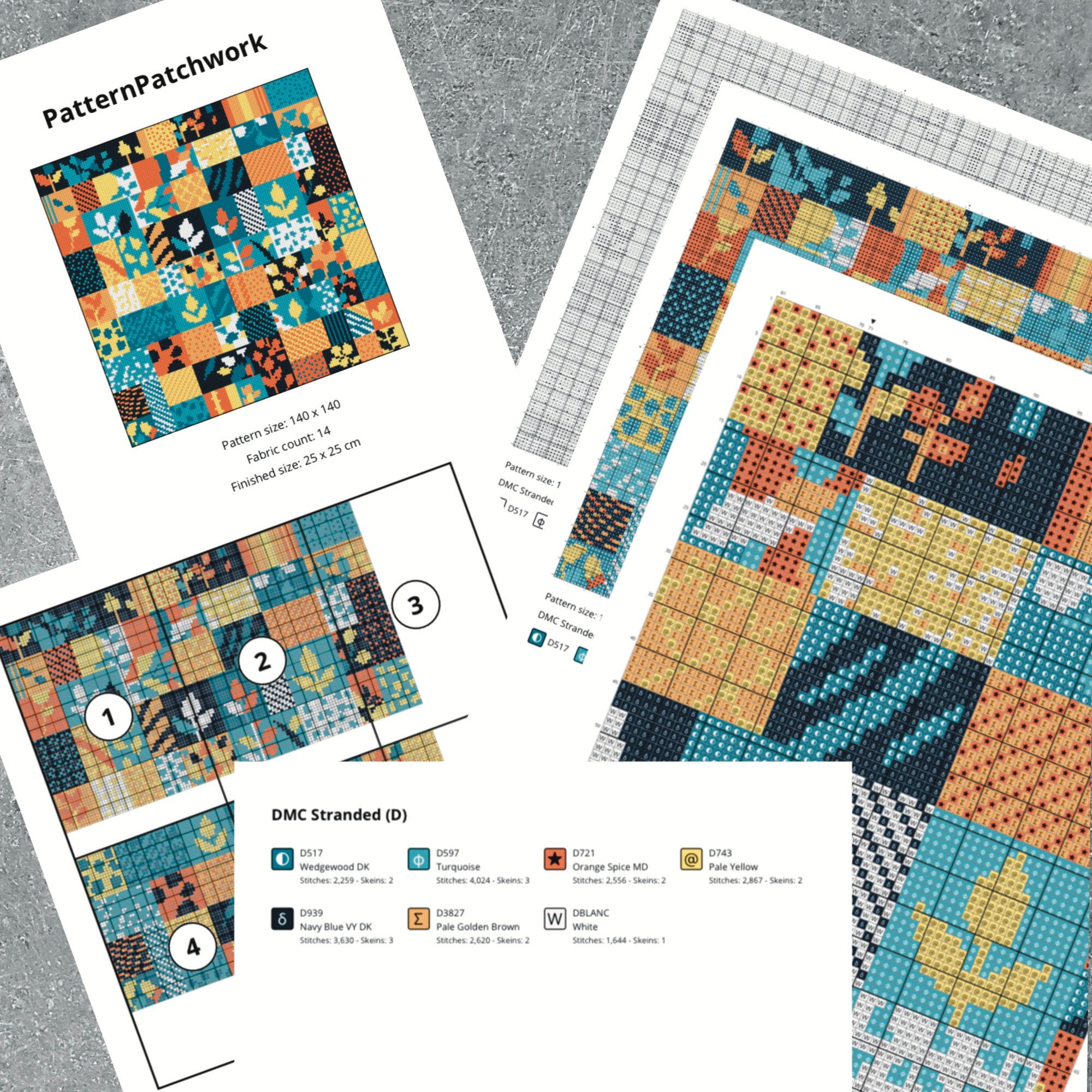Quaker Sampler Patchwork Cross Stitch Pattern, Full Coverage Tiles Folk X Stitch, Squares ...