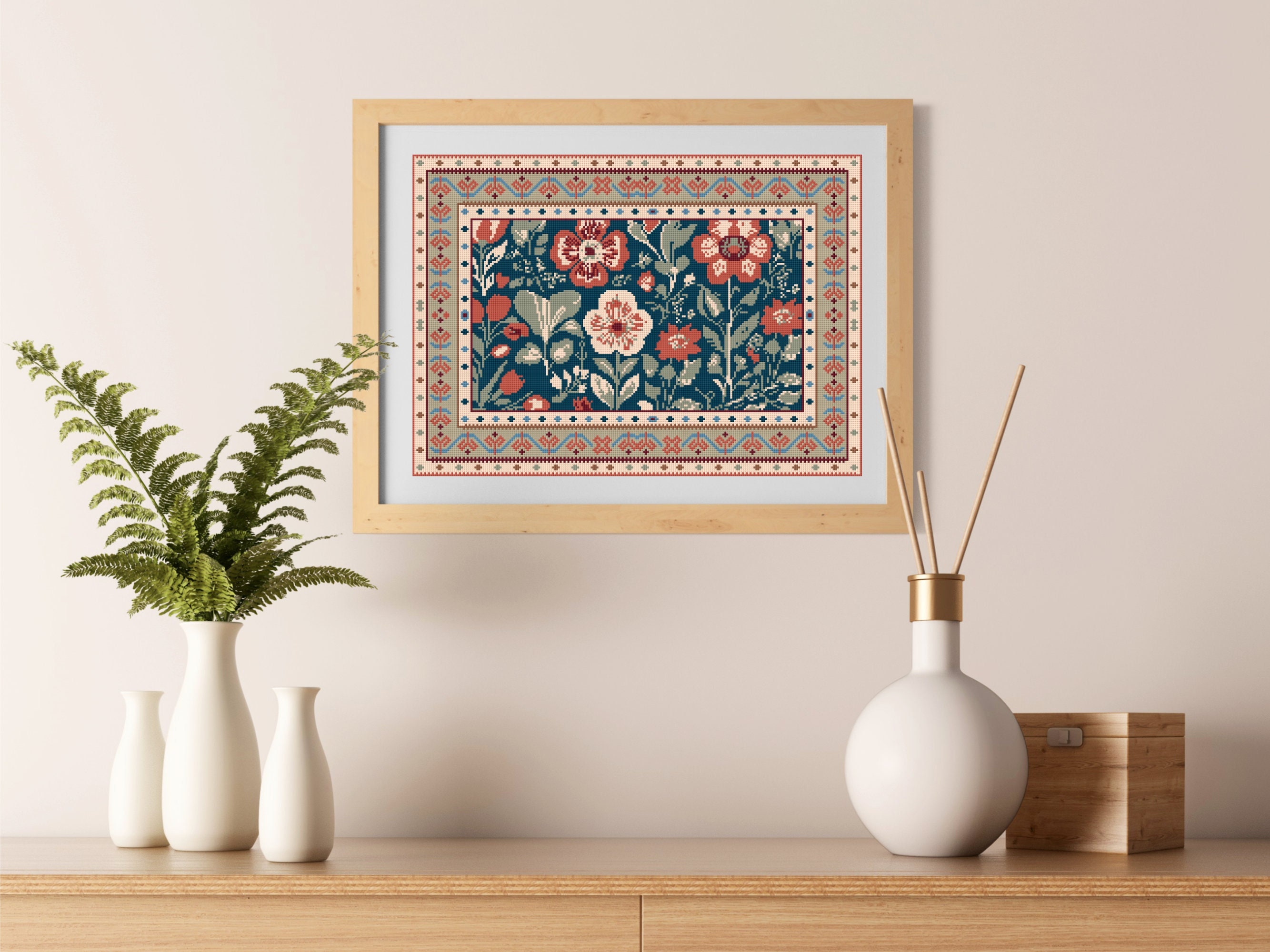 Large Sampler Traditional Cross Stitch Full Coverage Pattern With Few ...