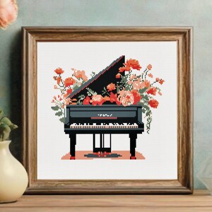 Piano Cross Stitch, Musical Instrument Cross Stitch Pattern, Piano ...
