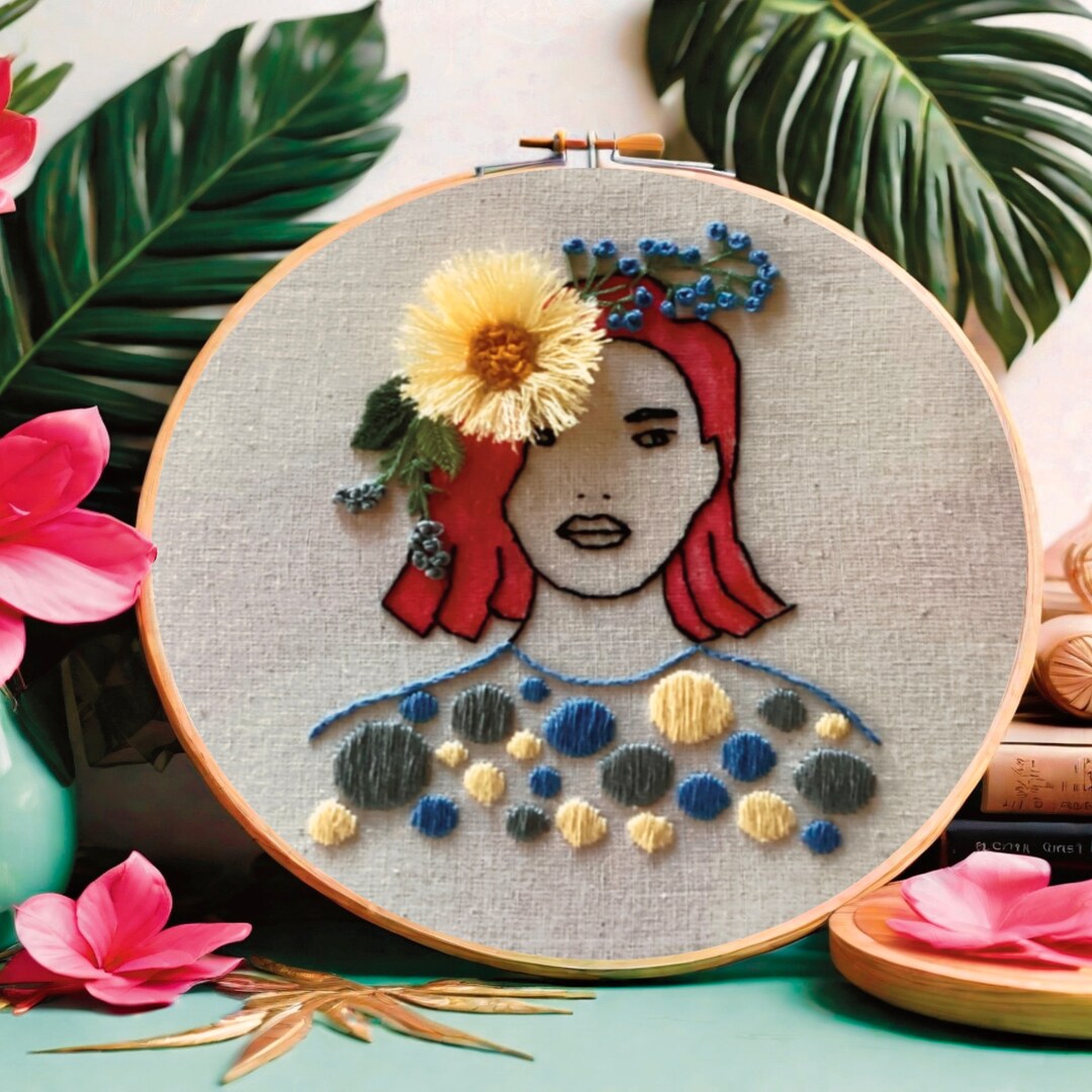 Portrait Embroidery Pattern How to Embroidery Template Video - Etsy