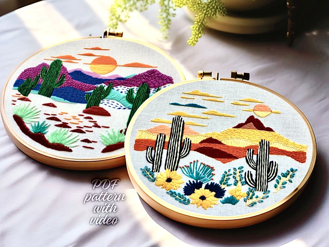 Southwestern Landscape Embroidery Digital Patterns With Video Tutorial ...