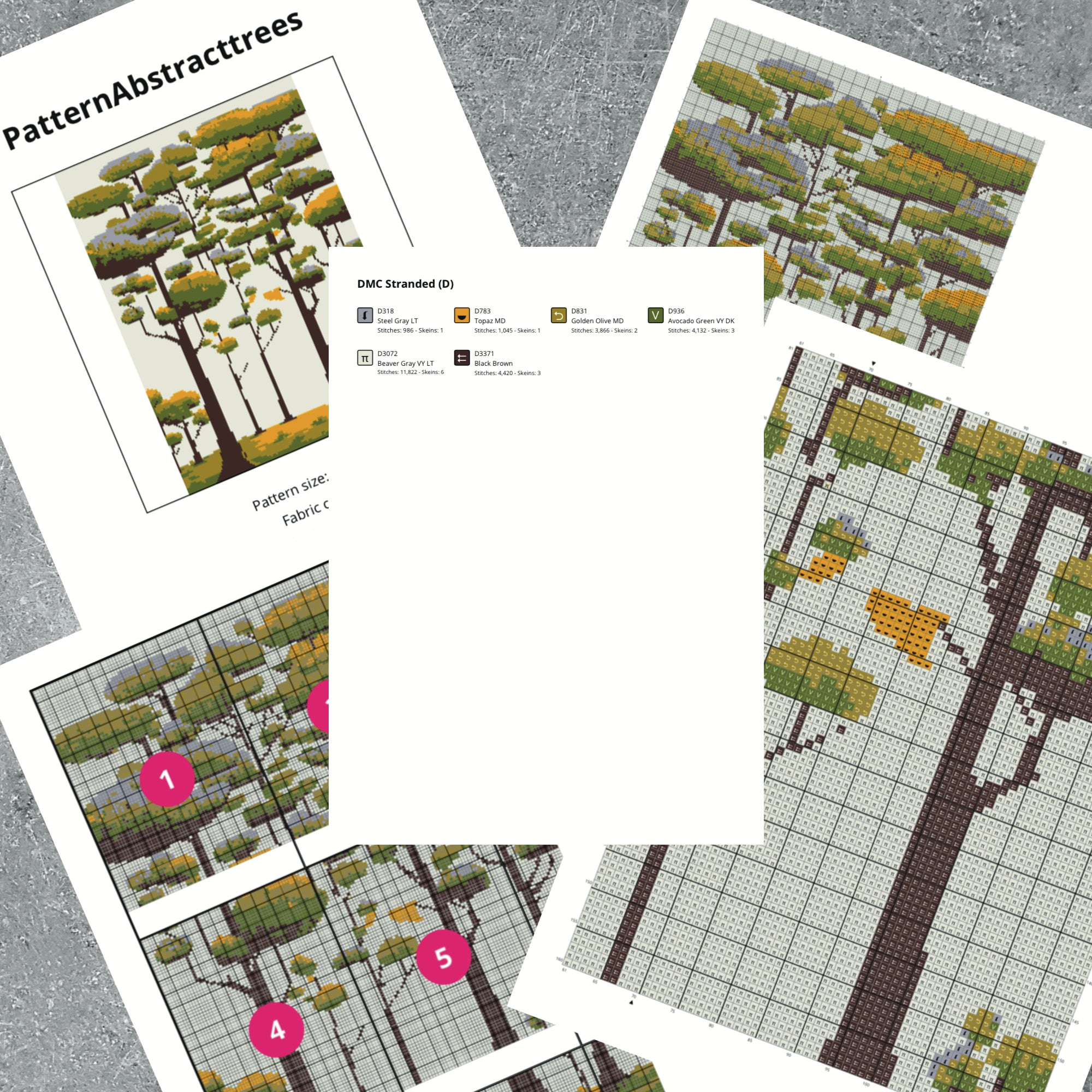 Forest Cross Stitch Pattern, Abstract Nature Cross Stitch Painting ...