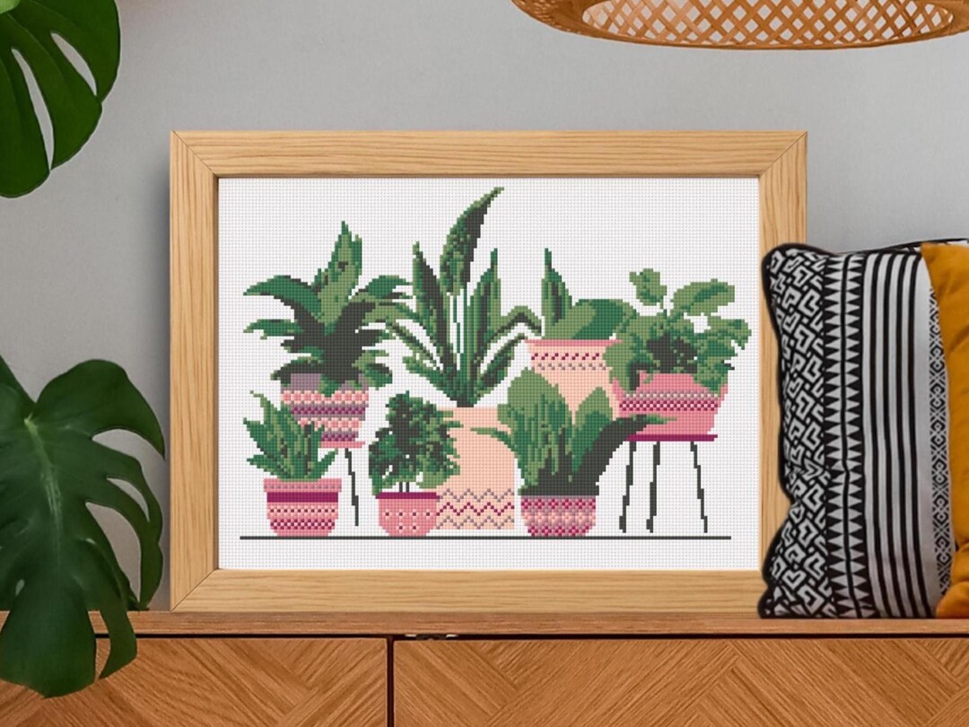 Funky Plants Cross Stitch Pattern: Modern Home Decor (PDF Digital ...