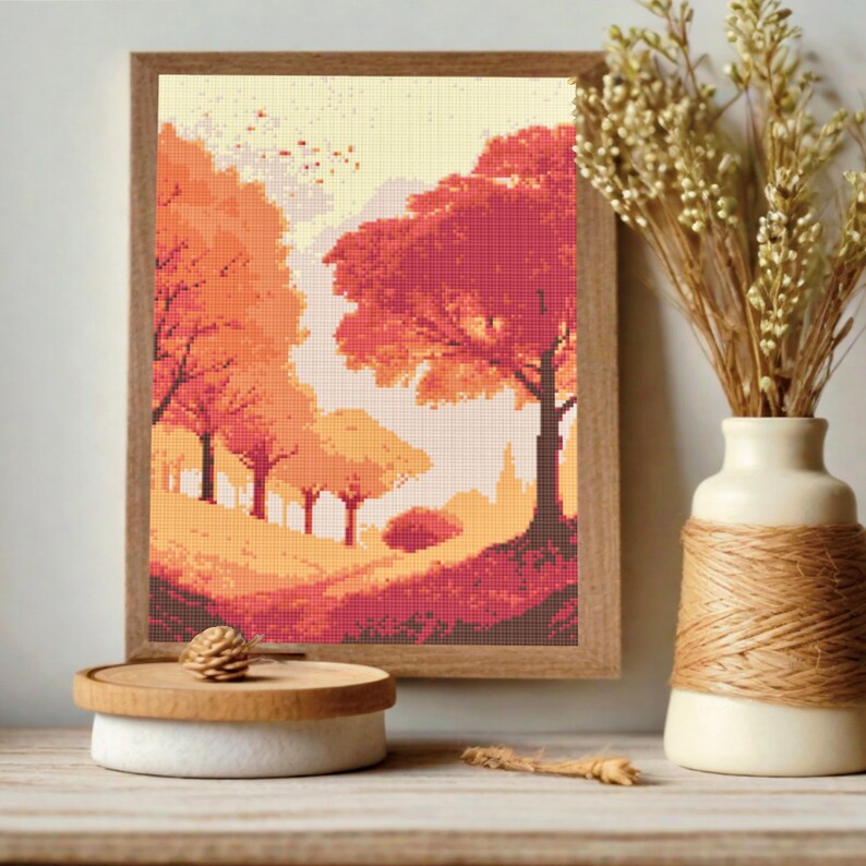Autumn Trees Cross Stitch Pattern Oak Trees Cross Stitch Cross - Etsy