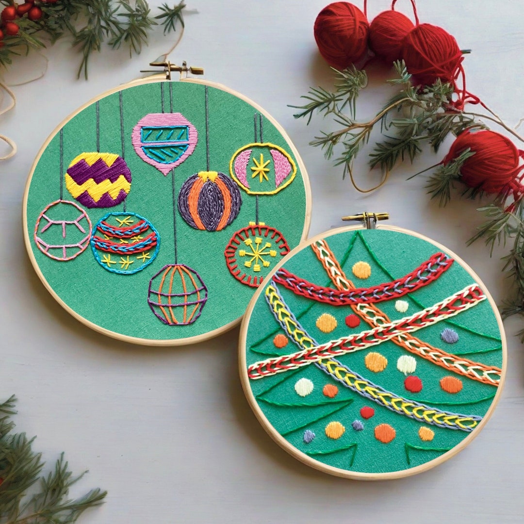 Christmas Embroidery Pattern Set of Two, Ornaments Embroidery Pattern ...