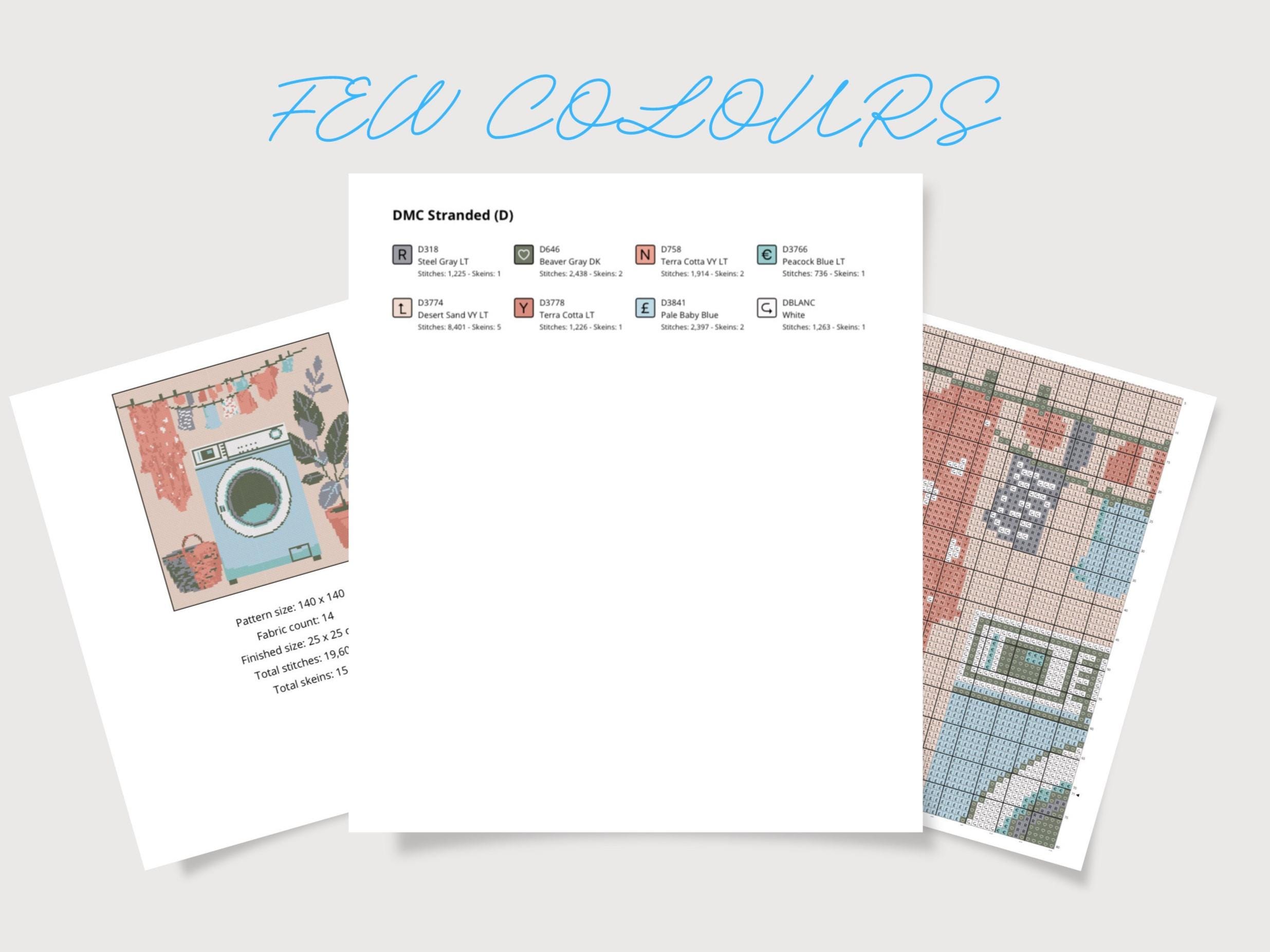 Laundry Room Cross Stitch Pattern: Washing Machine Embroidery Design ...