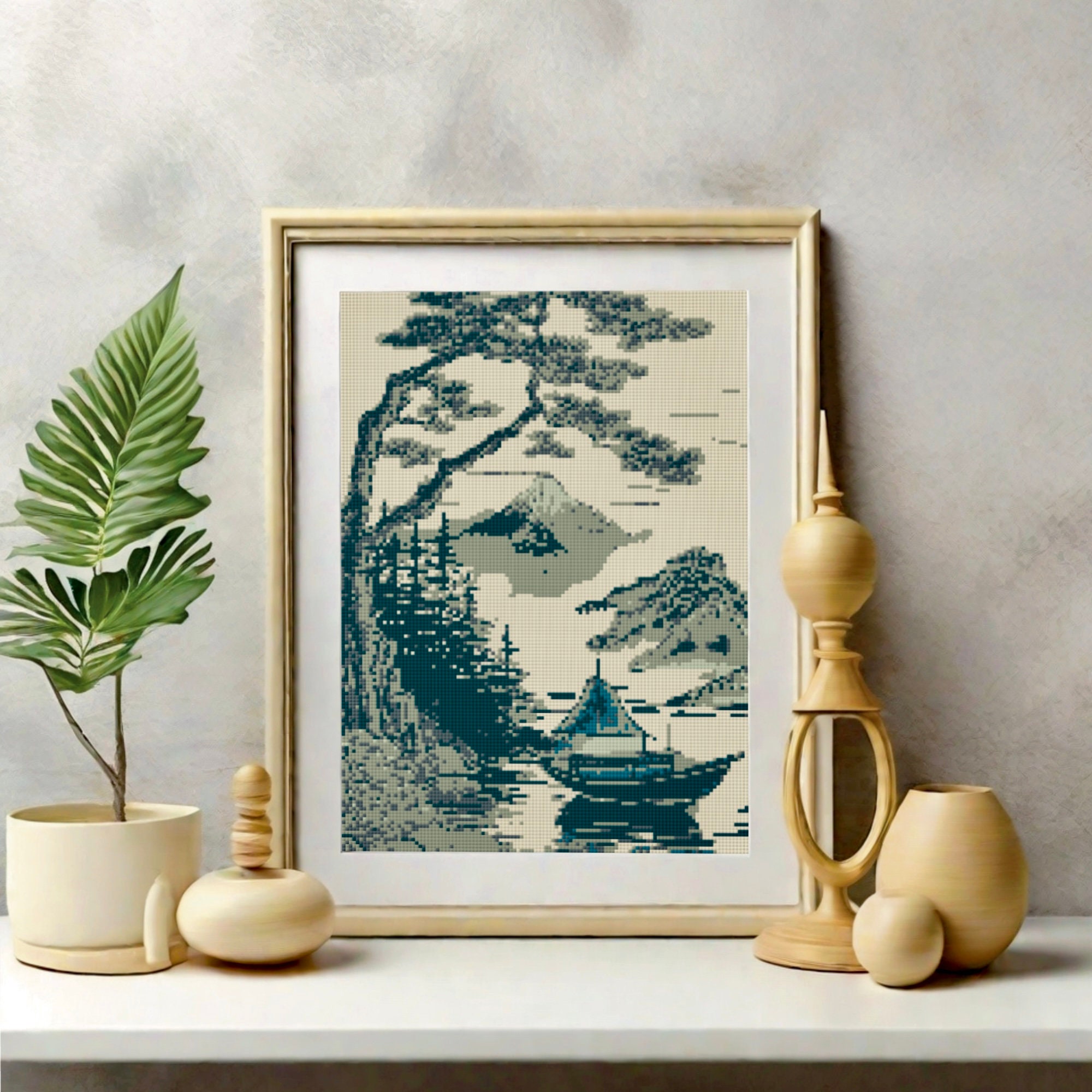 Japanese Cross Stitch Pattern Boat Cross Stitch PDF Asian - Etsy