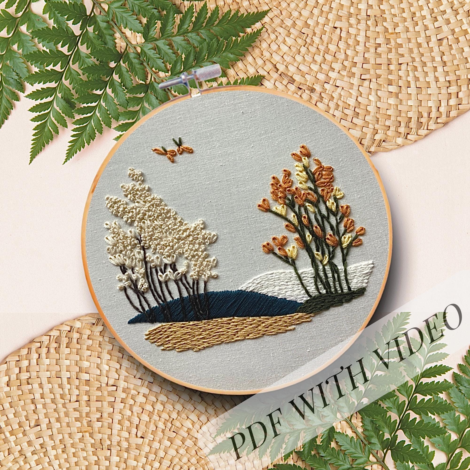 Minimalistic Abstract Landscape Embroidery Pattern With Video and Photo ...