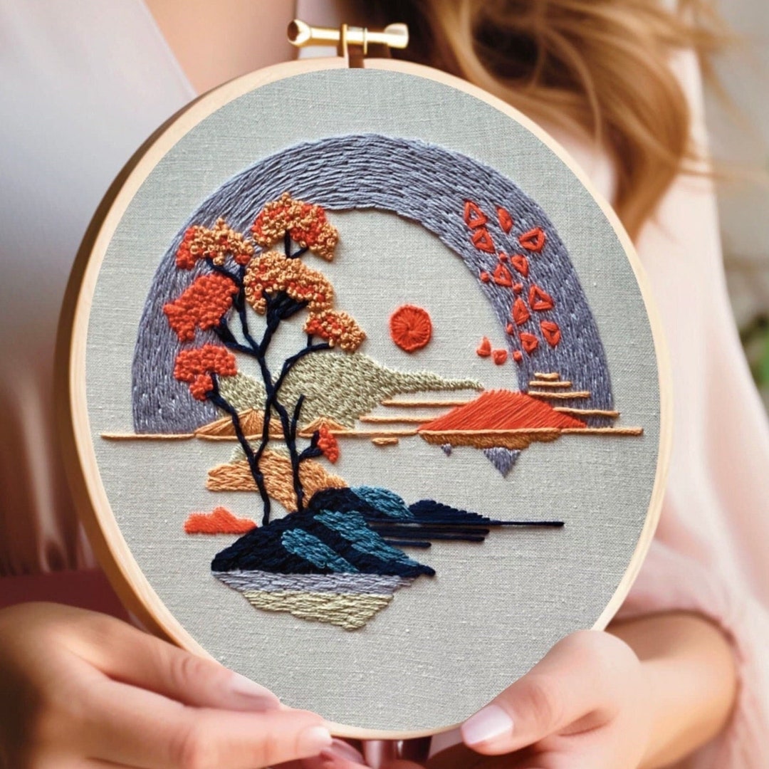 Japanese Cherry Blossom Embroidery Pattern With Video Tutorial, Cherry ...