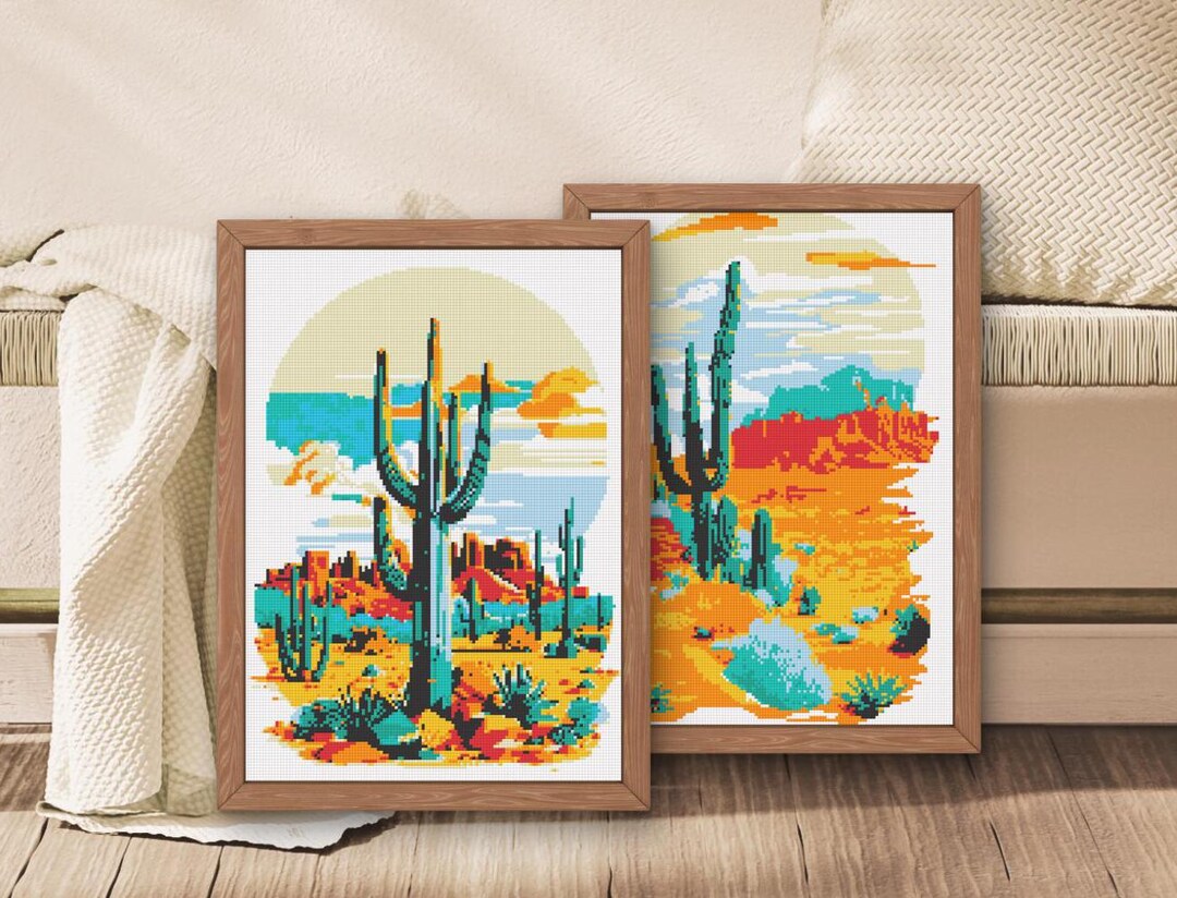 Cactus Desert Cross Stitch Patterns: Southwestern DIY Needlepoint ...