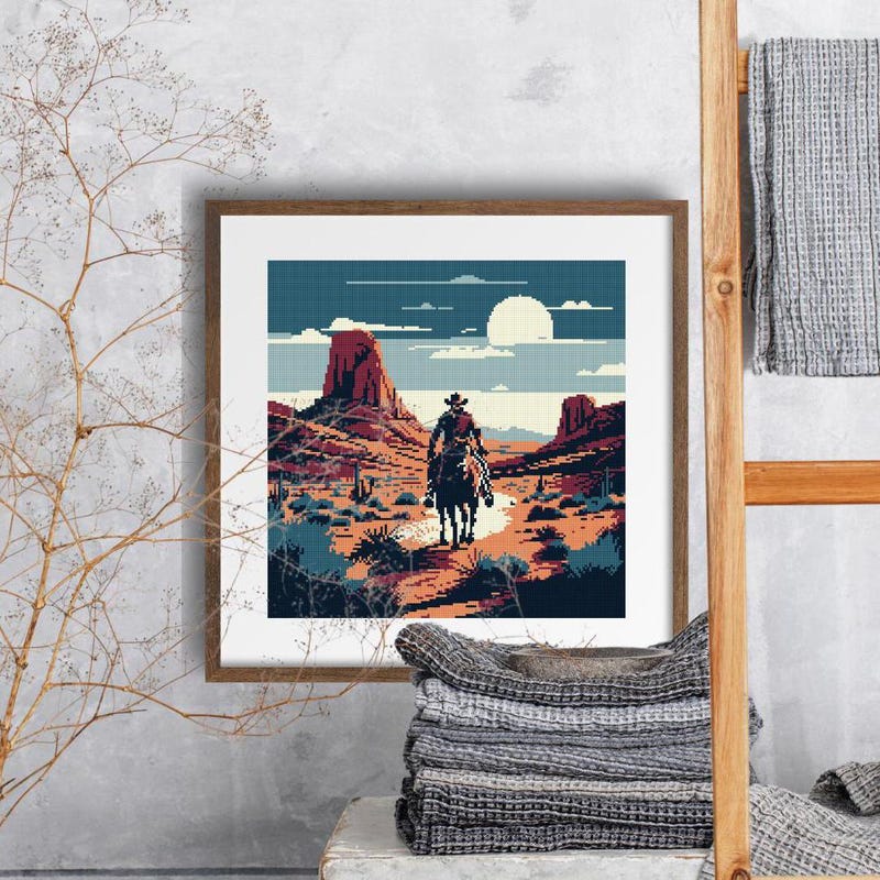 Cowboy Cross Stitch - Etsy