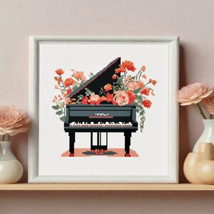Piano Cross Stitch, Musical Instrument Cross Stitch Pattern, Piano ...