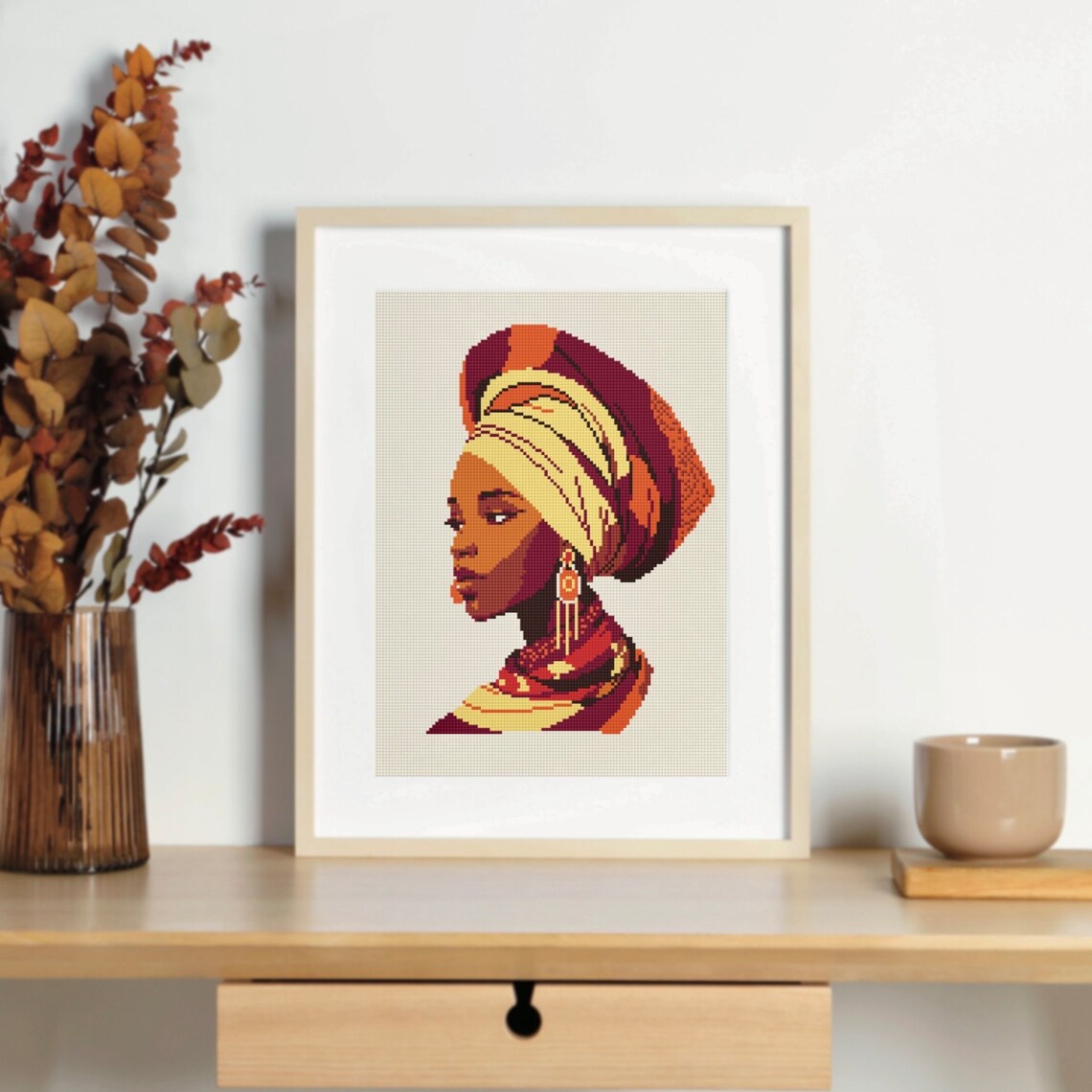 Traditional African Cross Stitch Pattern, African Woman With Head Wrap ...