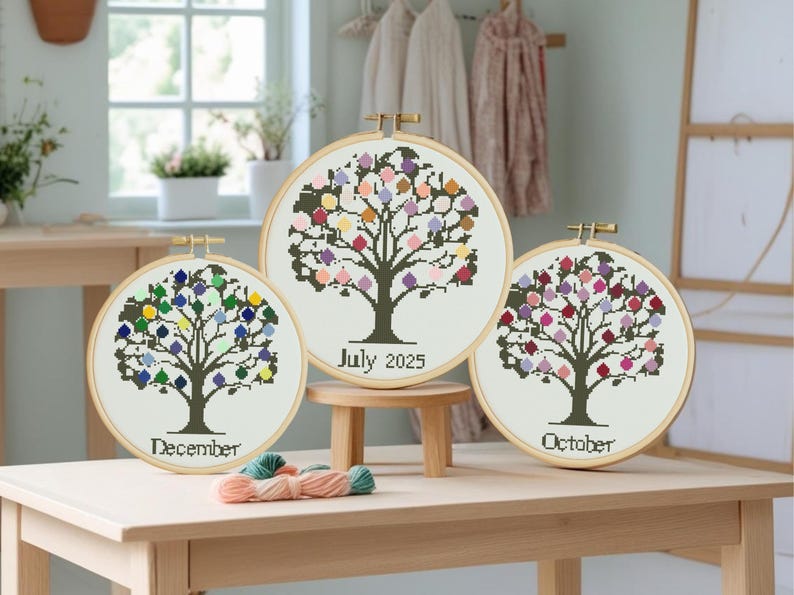 Temperature Chart Cross Stitch Daily Calendar Tree SAL, Stitch the ...
