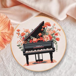 Piano Cross Stitch, Musical Instrument Cross Stitch Pattern, Piano ...