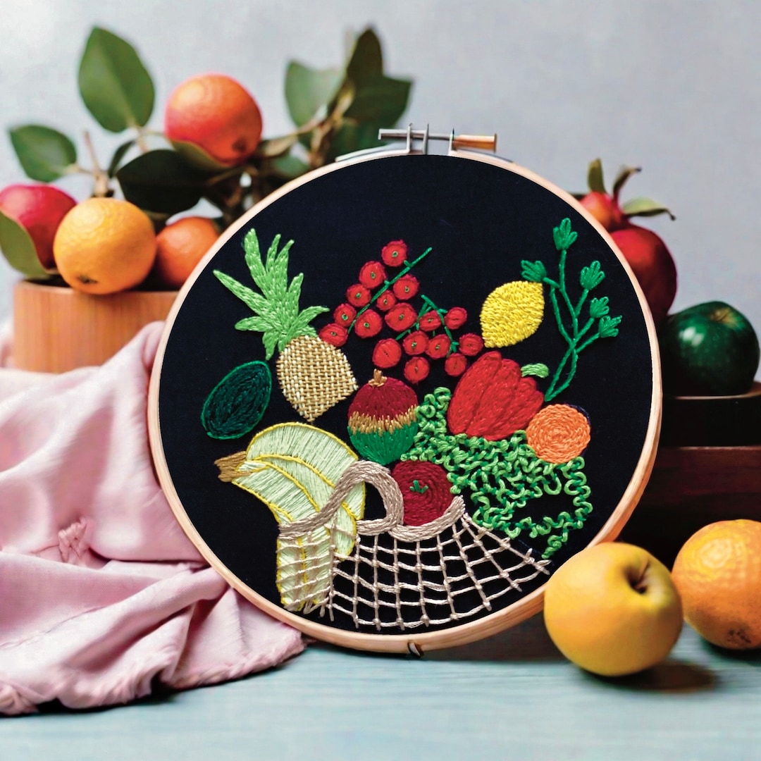 Fruit Embroidery Pattern Kitchen Embroidery Pattern With Step - Etsy