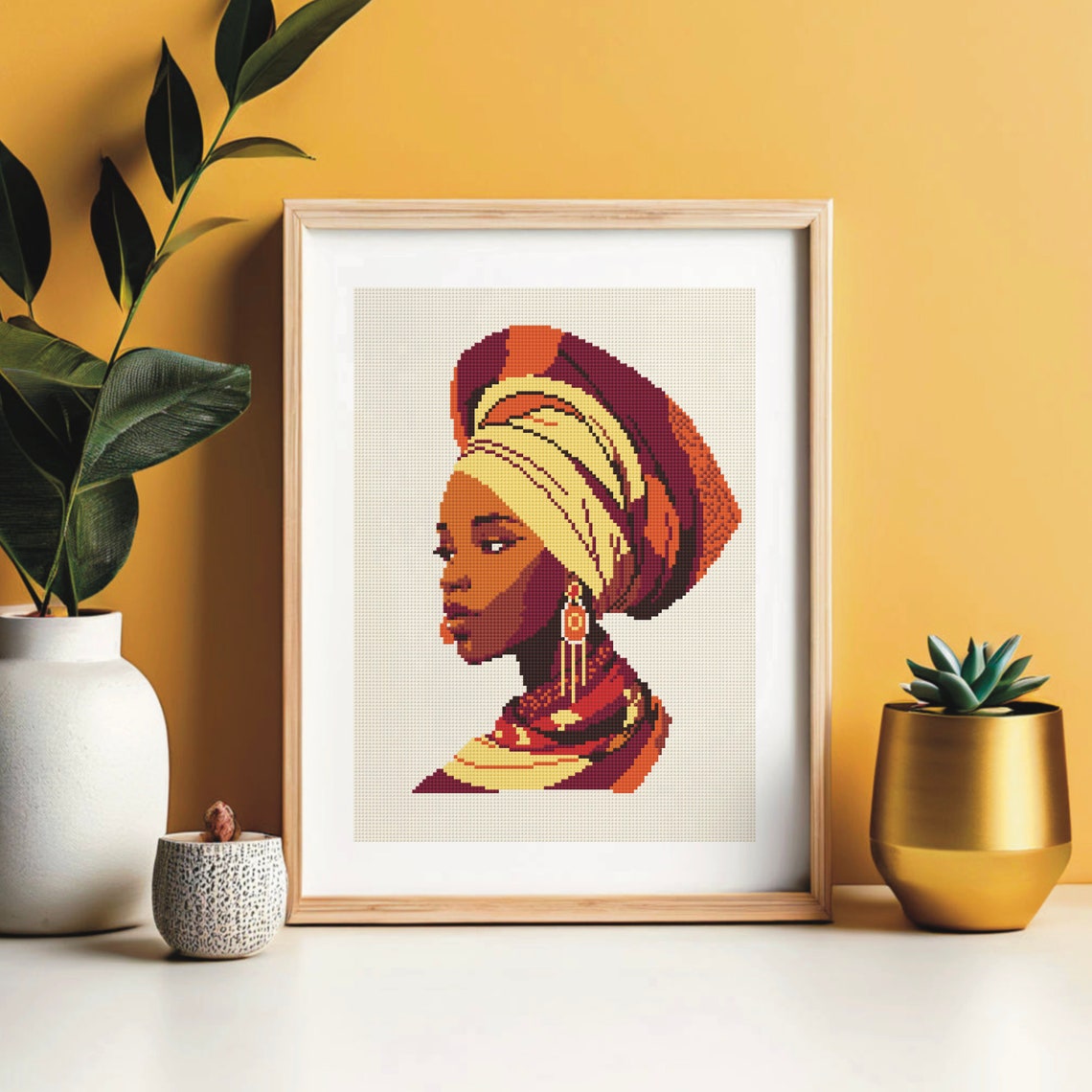 Traditional African Cross Stitch Pattern, African Woman With Head Wrap ...