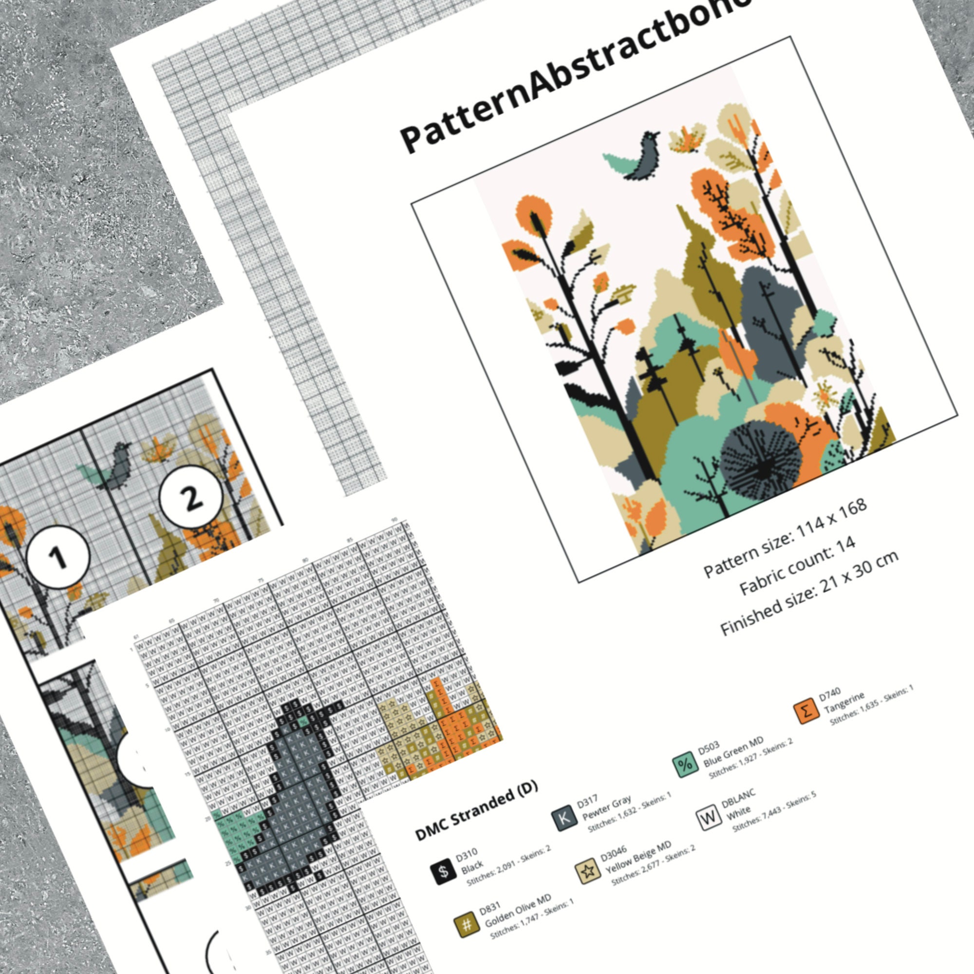 Minimalistic Boho Nature Cross Stitch Pattern, Abstract Minimal Pattern ...