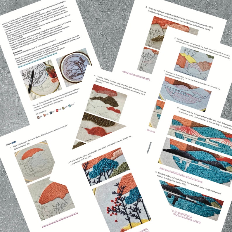 Minimal Landscape Scenery Embroidery Patterns With Video Tutorial ...