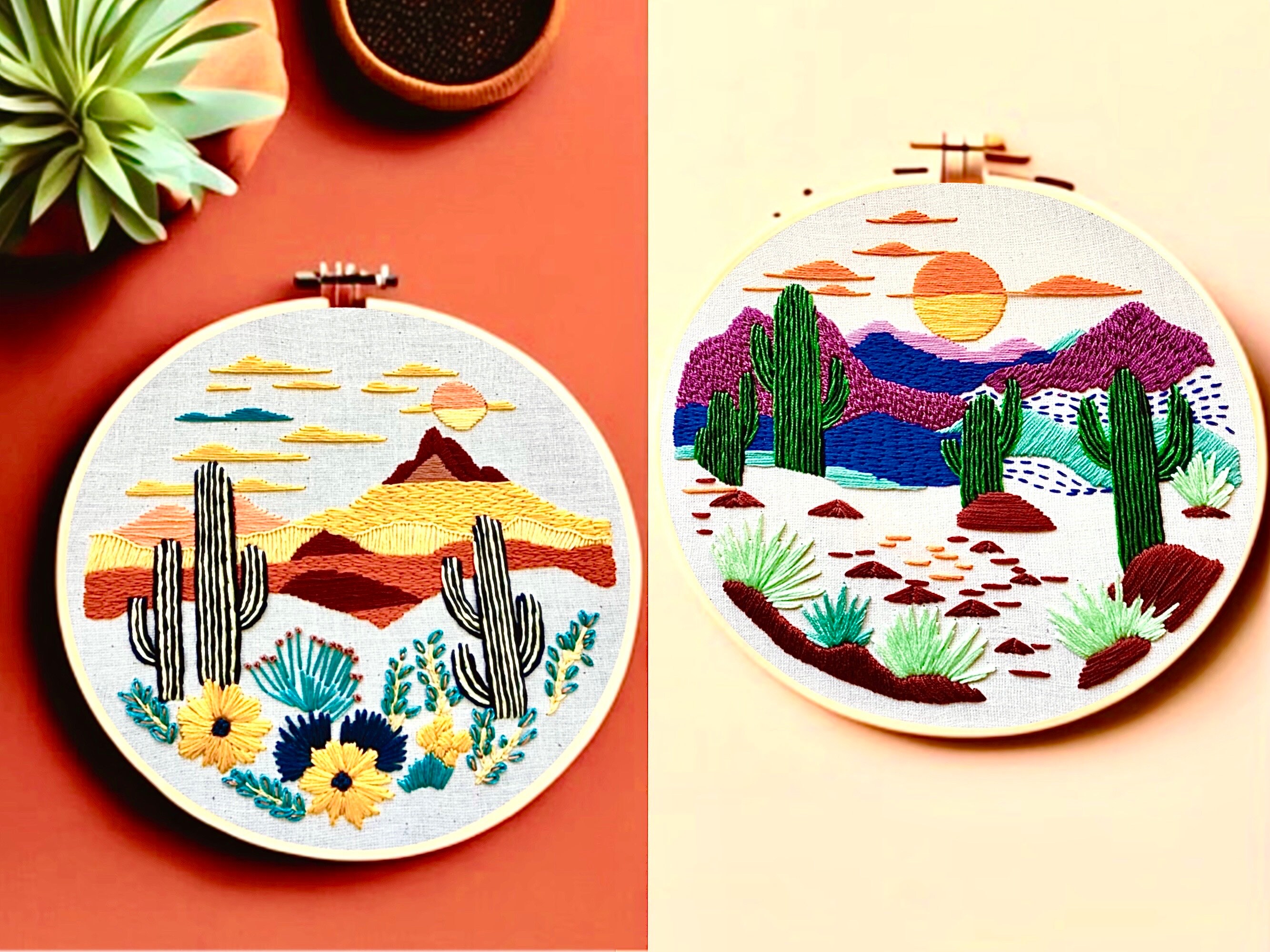 Southwestern Landscape Embroidery Digital Patterns With Video Tutorial ...