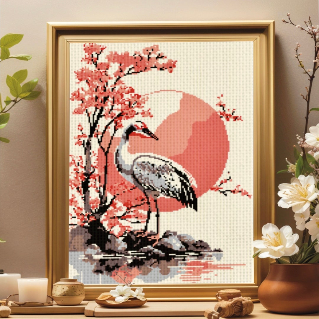 Japanese Art Cross Stitch Bird Cross Stitch Pattern Asian - Etsy