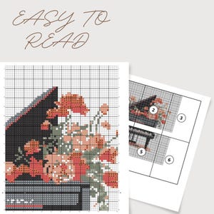 Piano Cross Stitch, Musical Instrument Cross Stitch Pattern, Piano ...