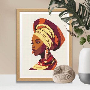 Traditional African Cross Stitch Pattern, African Woman With Head Wrap ...
