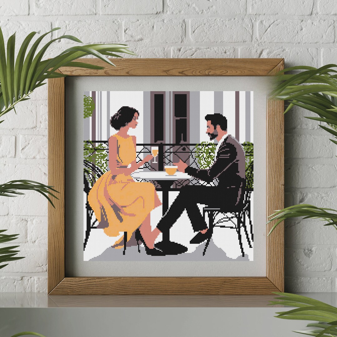 Woman and Man Cross Stitch Pattern, Art Deco Needlepoint Chart, Digital ...
