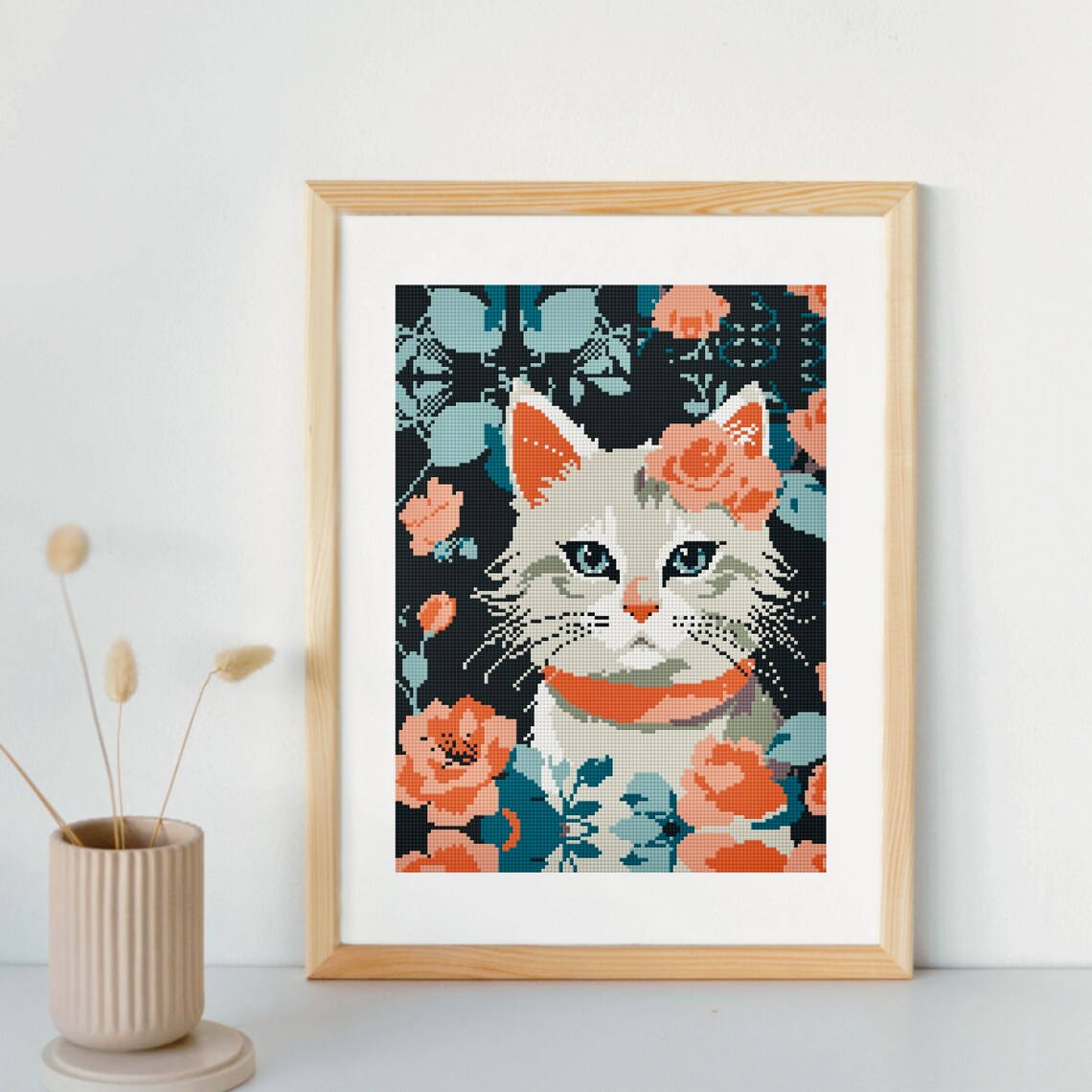 Set of Two Cat Portraits Cross Stitch Download Patterns, Abstract Cat ...