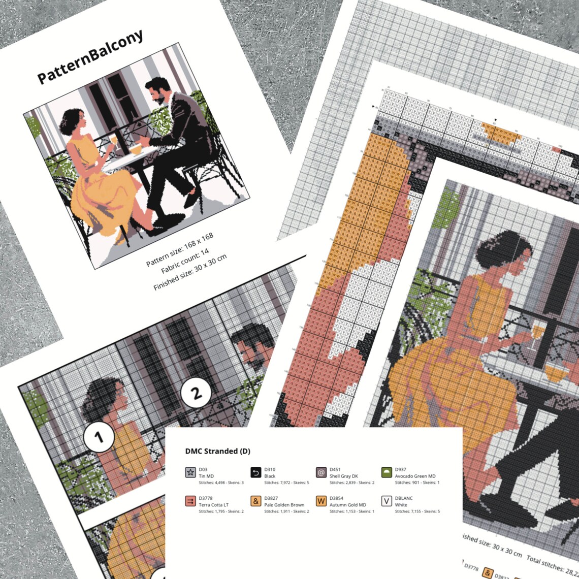 Woman and Man Cross Stitch Pattern, Art Deco Needlepoint Chart, Digital ...